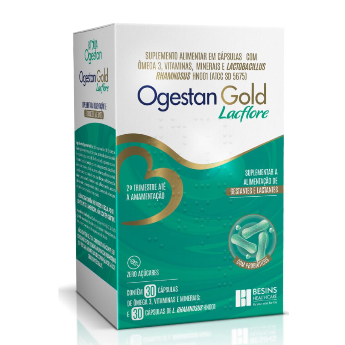 Suplemento Alimentar Ogestan Gold Lacflore 30 Cápsulas