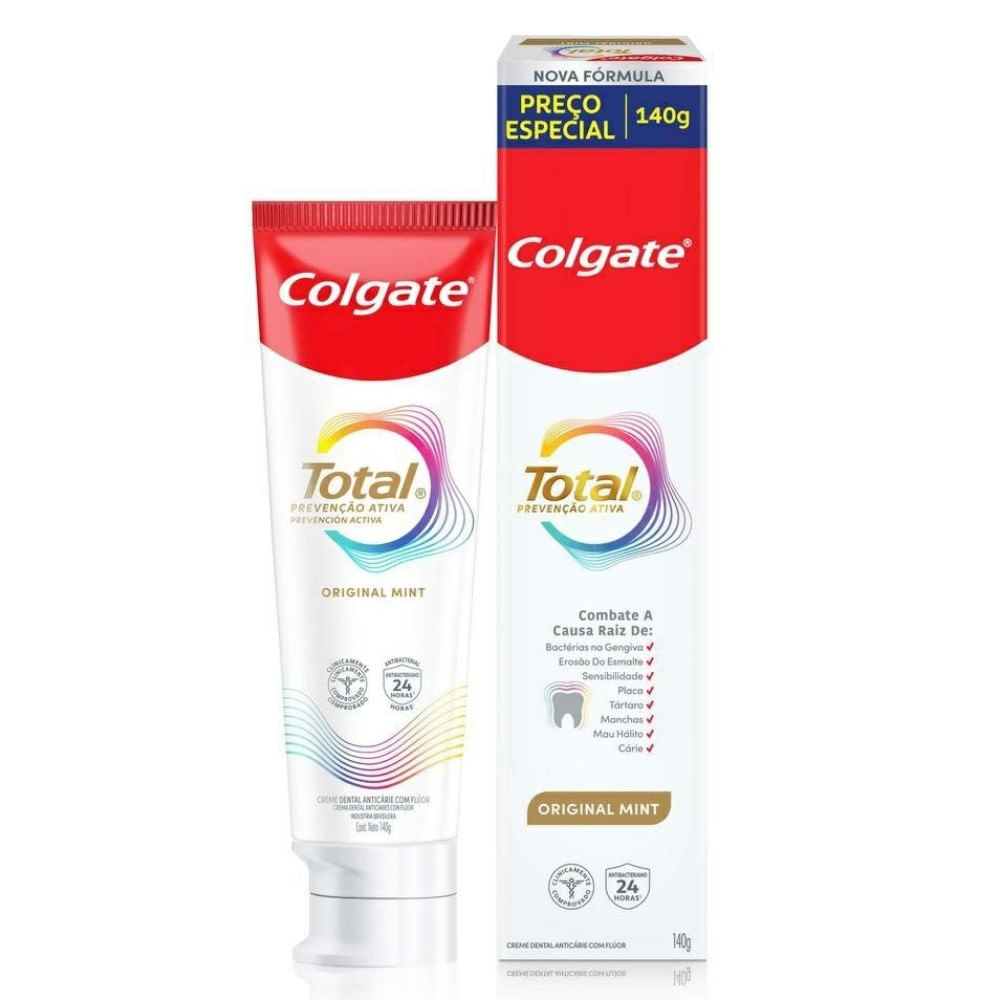 Creme Dental Colgate Total Prevenção Ativa Original Mint 140g