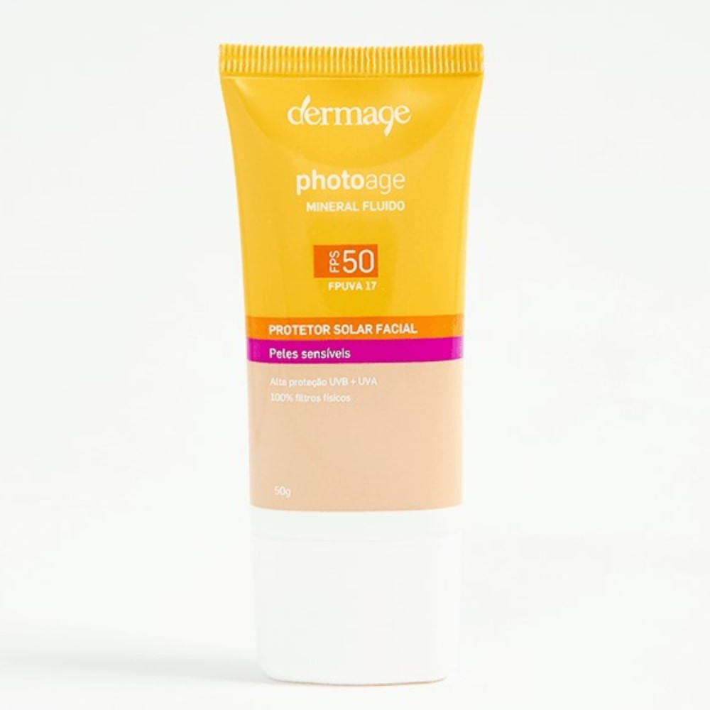 Protetor Solar Facial Dermage Photoage Mineral Fluido FPS50 Color 50g
